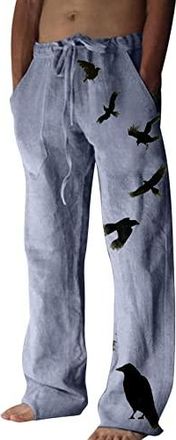 Generic Pantalon en Lin pour Homme De Loisirs Fluide Pants De Plage D&eacute;t&eacute; Coton Et Lin L&eacute;ger Respirant Jogging Sport Pantalons Taille Elastique Grande Taille D