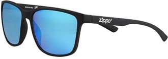 Zippo Lunettes de soleil - Unisexe - Pour homme et femme - Doux au toucher - Protection UV400 - Homologuées CE, noir/bleu clair