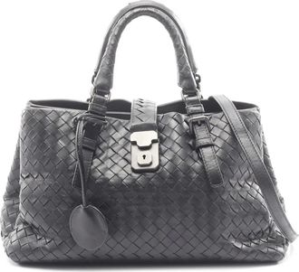 Bottega Veneta 2012-2025 kleine Roma Handtasche mit Intrecciato-Muster - Schwarz