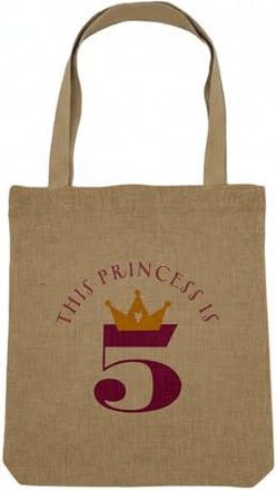 Fabulous Sac Shopping Tote Bag Aspect Lin - This Princess is 5 Celebration Birthday Party Gift Fantasy Magical - Sac de Courses Toile Epaisse 360g Beige Nature