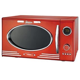 Melissa Melissa Four &agrave; micro-ondes r&eacute;tro 16330129-1000 W - cavit&eacute; 23 L - mod&egrave;le avec fonction grill - rouge m&eacute;tallis&eacute;