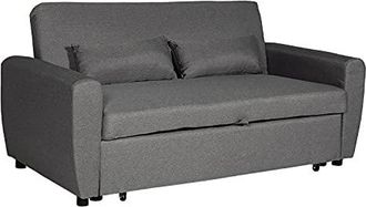 Happy Garden Canap&eacute; Droit Convertible Matt 2 Places Tissu Gris. Canap&eacute; avec Dossier inclinable et Coussins