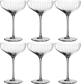 Leonardo Leonardo Poesia Champagnerschale 6er Set, spülmaschinengeeignete Sektgläser, Champagnergläser, Höhe 16 cm, 260 ml, grau, 022385