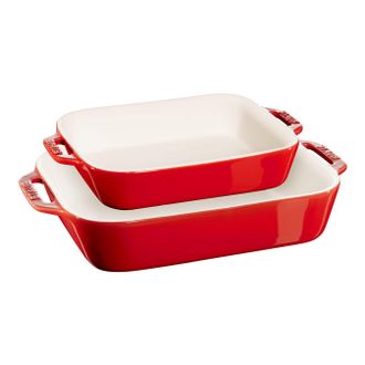 Staub OVENSCHALEN SET 2 (20X14 + 20X27) KERS CERAMIC BY STAUB 40508-627, Kirsch-rot