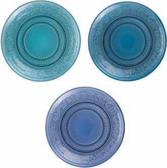 Villa D'Este Home Tivoli 6er Set Brotteller Ø 15 cm aus Glas, Imperial Ocean