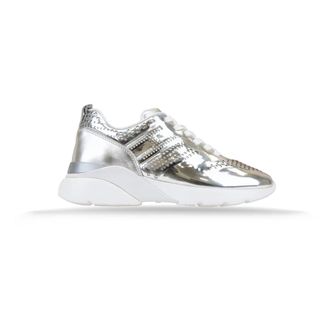 Hogan Laminierte Ledersneaker mit Schn&uuml;rung - - Shoes - Damen - Grau - 36 EU