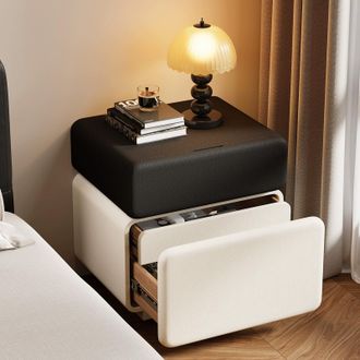 Generic Schlafzimmer-Nachttisch, Nachttisch Mit Schubladen, Zweifarbiger Nachttisch Mit Ger&auml;Uschloser F&uuml;Hrungsschiene for B&uuml;Cher, Schreibtischlampe, Wasserbec