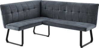 Byliving Eckbank TALEA/Webstoffbezug in dunkelgrau, Gestell in schwarz/Gro&szlig;e Eckbank L-Form, Langer Schenkel rechts, komfortable Nosaqfederung/Sitzbank/Essbank