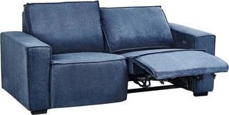 Beliani Sofa Blau aus Stoff 3-Sitzer Gepolstert Elektrisch Verstellbar Relax Funktion f&uuml;r 3 Personen Modernes Retro Design Couch Wohnzimmerm&ouml;bel
