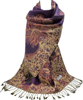 GFM Écharpe de style pashmina de fleurs en mosaïque - S16-Violet- (PASH-5flr-GHJMN)