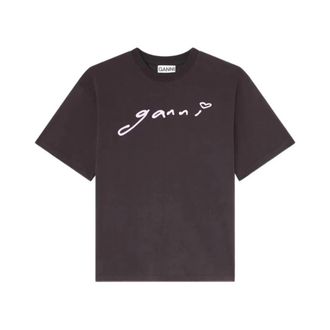 Ganni Heavy Cotton Jersey Relaxed T-Shirt - - Tops - Damen - Grau - S