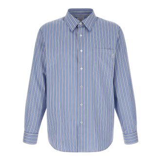 Saint Laurent Gestreiftes Baumwoll-Popeline-Hemd - - Shirts - Herren - Blau - L