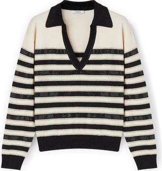 Motivi Femme, Pulls, Noir, Taille: 40 FR Pull ray&eacute; en lurex avec strass