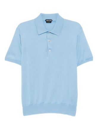 Tom Ford polo en coton &agrave; manches courtes - Bleu