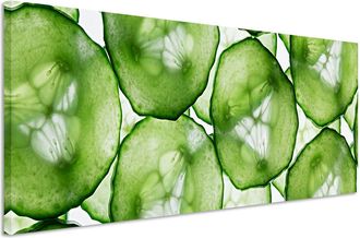 Paul Sinus Art Panorama Fotoleinwand 120x40cm Food-Fotografie - Hauchd&uuml;nne Gurkenscheiben auf Leinwand exklusives Wandbild moderne Fotografie f&uuml;r ihre Wand in vielen