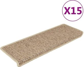vidaXL Tapis descalier autocollants 15 pcs 65x21x4 cm Sable Vidaxl