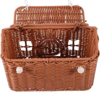 Supvox Paquet Fourre-Tout Tiss&eacute; en Rotin Imitation Marron pour Femmes, pour Festivals et Rangement d&Eacute;t&eacute; 24X14X18 CM