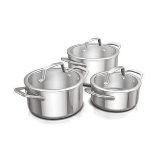 Ninja EverClad 3-teiliges Topf-Set aus Edelstahl mit Deckel, geeignet f&uuml;r alle Herdarten, sogar Induktion, ofenfest bis 300 &deg;C, durchgehender Induktionsbode