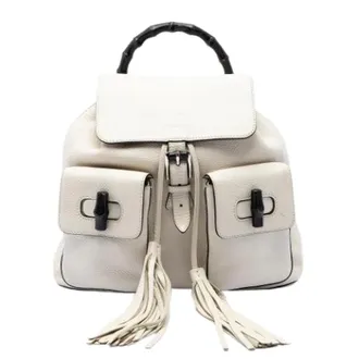 Gucci Pre-owned Vintage Bamboo Backpack - Femme - Pre-owned - Blanc - Taille: ONE Size
