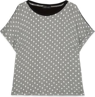 Fiorella Rubino Femme, Tops, Noir, Taille: 44 FR T-shirt bicolore ray&eacute; et &agrave; pois