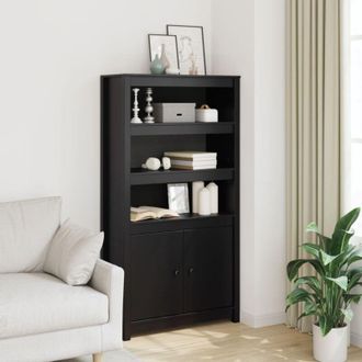 vidaXL vidaXL Highboard Schwarz 80x35x154 cm Massivholz Kiefer