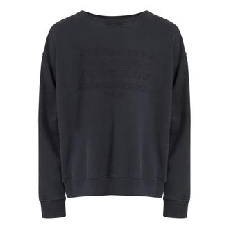 Maison Margiela Schwarzer Baumwollpullover mit Rippdetails - - Sweatshirts & Hoodies - Herren - Schwarzk - XS