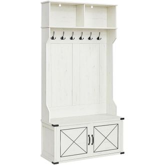 Vasagle Vasagle - Porte-Manteau avec Banc et Armoire &agrave; Chaussures, Vestiaire dEntr&eacute;e, Meuble &agrave; Chaussures, 2 Compartiments Ouverts, 6 Crochets Triples, pour