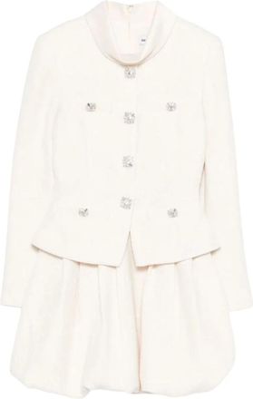 Self Portrait Femme, Robes, Beige, Taille: 34 FR Boucl&eacute; Collared Mini Dress