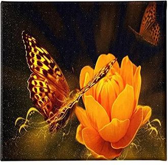 Homemania HM20KNV60x60-20 Schmetterlings-Tafel mit Tiermotiven für Wohnzimmer, Schlafzimmer, Mehrfarbig, Polyester, Holz, 60 x 3 x 60 cm