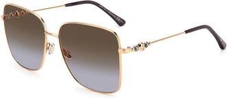 Jimmy Choo London Femme, Accessoires, Jaune, Taille: ONE Size Lunettes de soleil en m&eacute;tal dor&eacute; Hester marron