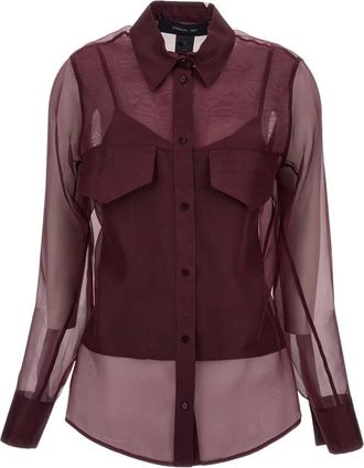 Federica Tosi Femme, Blouses et Chemises, Rouge, Taille: 38 FR Chemisier Transparent en Organza de Soie