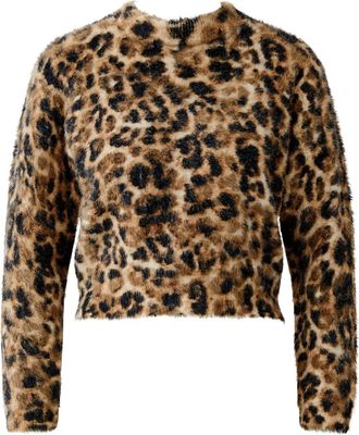 Oui Damen Pullover schmal geschnitten Animalprint