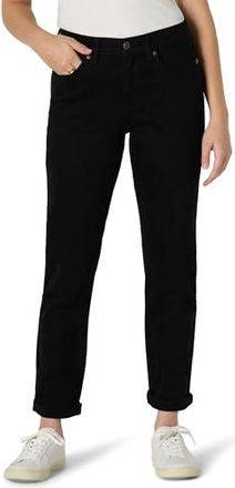 Amazon Essentials Jean Boyfriend Court, Taille Mi-Haute et Faible &Eacute;lasticit&eacute; Femme, Noir, 38-40