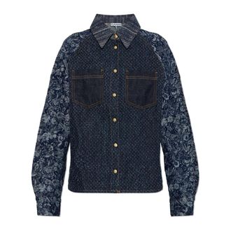 Ganni Denimhemd mit Blumenmotiv - - Blouses & Shirts - Damen - Blau - S