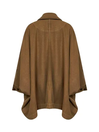 Uma Wang Womens Asymmetric Cape-Style Kew Jacket Wool Blend Green Bomber