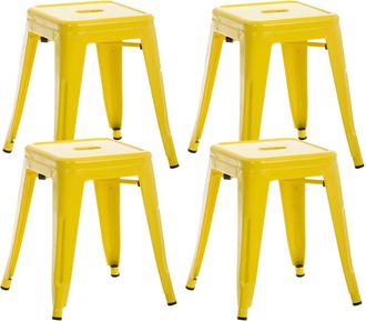 Clp 4er Set Sitzhocker Armin Aus Metall I Stapelbarer Hocker I Sitzh&ouml;he Von 46 cm I Pflegeleichter Arbeitshocker, Farbe:gelb