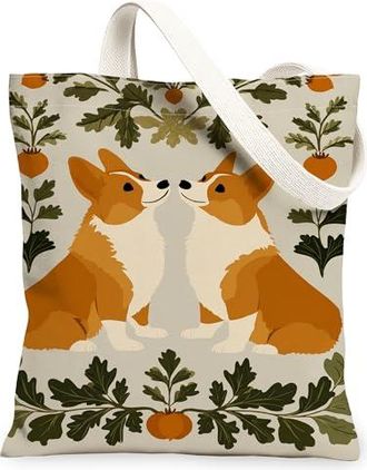 Generic Sacs fourre-tout en toile pour chiens dautomne - R&eacute;utilisables - L&eacute;gers et lavables - Avec bandouli&egrave;re - Pour les voyages, Orange, 13x15 Inch