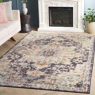 Safavieh Tapis Boho pour Salon, Salle à Manger, Chambre à Coucher - Madison Collection, Tapis à Poil Court, Noir et Or, 160 X 229 cm