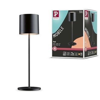 Paulmann 76998 Lampe à poser rechargeable à LED Tuni IP44 2700K Noir mat dépoli mobile lampe à poser gradable 2,8W USBC