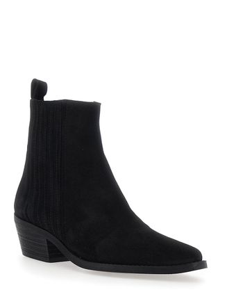 Pollini Womens Heeled Ankle Boots Black Suede