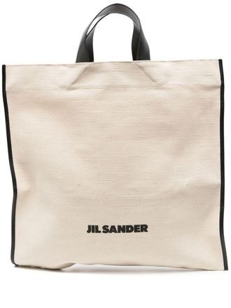 Jil Sander sac à main à logo imprimé - Tons neutres