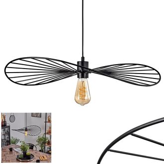 HOFSTEIN Hängeleuchte Cacor, moderne Hängelampe aus Metall in Schwarz, Leuchte mit Gitterschirm und LIchteffekt, Ø 60 cm, Höhe max. 147 cm, 1-flammig, 1 x E27,