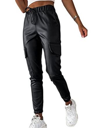 Onsoyours Pantalon skinny en similicuir, style d&eacute;contract&eacute;, parfait comme legging, pour femmes, 01 noir., S