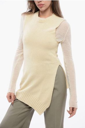 Jil Sander Wool Long Sweater with Asymmetric Hem size 40