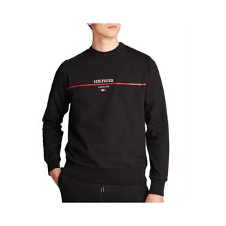 Tommy Hilfiger Schwarzer Pullover mit zentralem Logo - - Knitwear - Herren - Schwarzk - S
