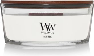 Woodwick Ellipsenförmige WoodWick Duftkerze mit knisterndem Docht, Warm Wool, bis zu 50 Stunden Brenndauer,11.6 x 19.2 x 8.8 cm