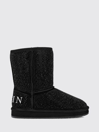Philipp Plein Bottes en cuir avec cristaux et doublure en shearling