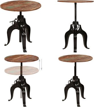 vidaXL Bartisch Altholz Massiv 75x(76-110) cm - Esstisch - Bartisch - Holzm&ouml;bel - Industrielles Design - H&ouml;henverstellbar - Home & Living