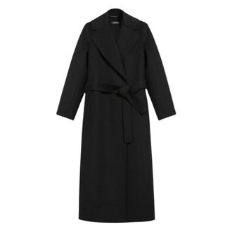 Max Mara Poldo Wickelmantel mit G&uuml;rtel - - Coats - Damen - Schwarzk - L