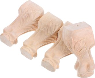 Lurrose 4 Stück Massive Holz möbelbeine Geschnitzt Stabile Tisch Sofabeine aus Vollholz für Tv schränke Kommoden Couchtische und DIY möbel Einfache Montage Vi